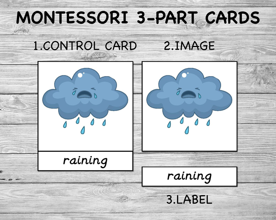 Weather 3-Part Montessori Cards – Mombrite